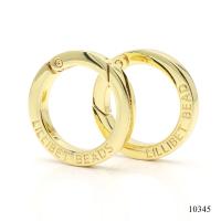 China Custom Engraved Gold Metal Spring Ring Clasp 36.2mm Flat Open Gate Ring for Bag Keychain for sale