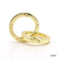 China Custom Engraved Gold Metal Spring Ring Clasp 36.2mm Flat Open Gate Ring for Bag Keychain for sale