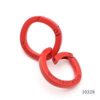 China Red Coated Logo Engraved Circle Spring Carabiner Metal Ring 28mm for Keychain for sale