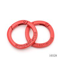 China Red Coated Logo Engraved Circle Spring Carabiner Metal Ring 28mm for Keychain for sale