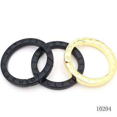 China 38x50mm Spring O Ring Carabiner Clasp Matte Black Gold Plating Custom Logo Zinc Alloy for sale