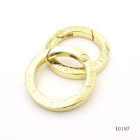 China Custom Logo Engraved Round Spring Clasp Metal Carabiner 25mm for Keychains Handbags for sale
