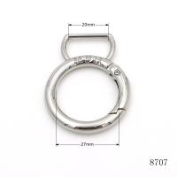 China Nickel Custom Logo Engraved Spring O Ring Circle Carabiner 28mm for Handbags for sale