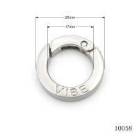 China 17mm  Logo Engraved Round Spring Clasp Spring Openable Flat O Ring Carabiner for Kaychain for sale