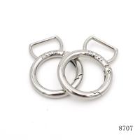 China Nickel Custom Logo Engraved Spring O Ring Circle Carabiner 28mm for Handbags for sale