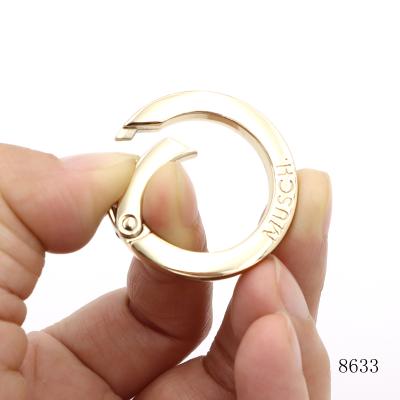China Light Gold Alloy Carabiner Spring Gate O Ring 37mm for Leather Lanyard Strap Connector for sale