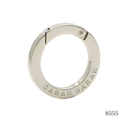 China Keychain Round Carabiner 1 Inch Flat Silver Custom Spring O Ring Clasp With Logo for sale