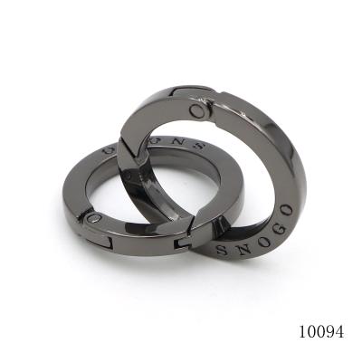 China Custom Engraved Logo Gunmetal Finished Spring O Ring Spring Clasp for Bag Hardware for sale