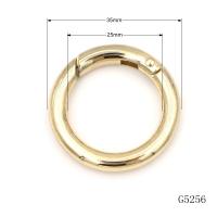 China 25mm Zinc Alloy Round Carabiner Gold Galvanized Spring Push Gate O Ring Clasp 10kg Load for Keychain for sale