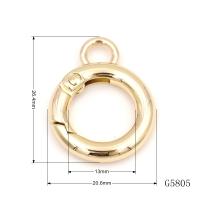 China 20mm Mini Light Gold Spring O Ring Clip with Small Loop, Openable Circular Spring Keychain Buckle for Key Rings & Bag Charms for sale