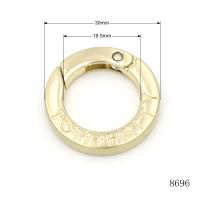 China 30mm Outer Diameter Metal Flat Alloy O Ring Clasp Custom Spring Ring Clasp with Brand Text for sale