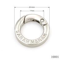 China Decorative Bag Accessories Silver Plated Engraved Spring Gate Ring Clasp with Personalized Logo for sale