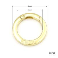 China Inner diameter 30mm gold spring trigger open O ring personalized flat round carabiner for sale