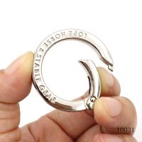 China Custom Engraved 30mm Flat Square Metal O Ring Spring Clasp Keychain Accessories for sale