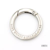 China Custom Engraved 30mm Flat Square Metal O Ring Spring Clasp Keychain Accessories for sale