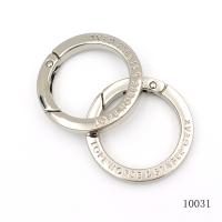 China Custom Engraved 30mm Flat Square Metal O Ring Spring Clasp Keychain Accessories for sale