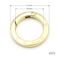China Gold Plated Zinc Alloy Round Flat Spring Ring 37mm Custom Metal Spring Clasp for Phone Charms Handbags Keychains for sale