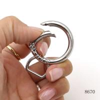 China 38mm round spring o ring with charm loop zinc alloy custom openable charm clasp for sale