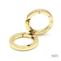 China Gold Plated Zinc Alloy Round Flat Spring Ring 37mm Custom Metal Spring Clasp for Phone Charms Handbags Keychains for sale