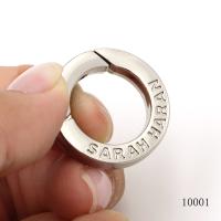 China Decorative Bag Accessories Silver Plated Engraved Spring Gate Ring Clasp with Personalized Logo for sale