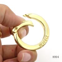 China Inner diameter 30mm gold spring trigger open O ring personalized flat round carabiner for sale