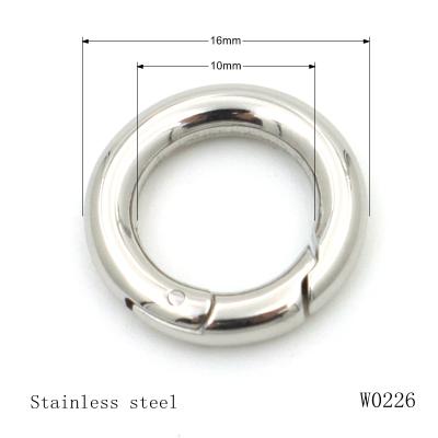 China 10mm Mini 316 Stainless Steel Spring Ring Carabiner for Keychain Handbag Hardware for sale