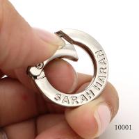 China Decorative Bag Accessories Silver Plated Engraved Spring Gate Ring Clasp with Personalized Logo for sale