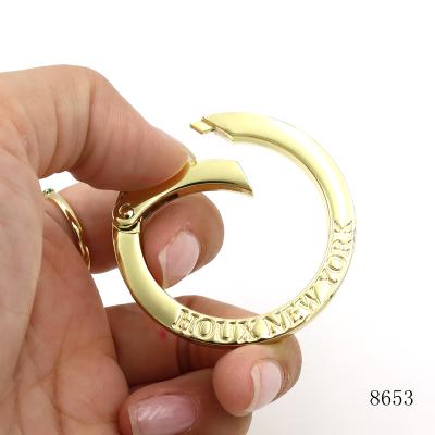 China Custom Logo Gold Plated Metal Spring O Ring Carabiner Clasp 20mm to 50mm for sale