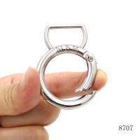 China Nickel Custom Logo Engraved Spring O Ring Circle Carabiner 28mm for Handbags for sale