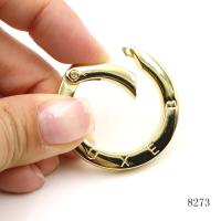 China Gold Plated Zinc Alloy Round Flat Spring Ring 37mm Custom Metal Spring Clasp for Phone Charms Handbags Keychains for sale