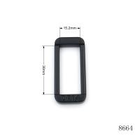 China Matt Black Square Shape Metal Buckle Custom Logo Engraved Zinc Alloy Buckle Ring For Handbag Strap for sale
