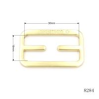 China Gold Polished Branded Metal Strap Slide Buckle 38mm Engraved Logo Adjustable Buckle For Leather Bag And Purse Straps for sale
