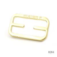 China Gold Polished Branded Metal Strap Slide Buckle 38mm Engraved Logo Adjustable Buckle For Leather Bag And Purse Straps for sale
