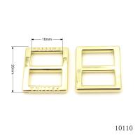 China Gold Plated 16mm Inner Width Custom Metal Logo Buckle Metal Square Triglide Slide Buckle for Handbag Strap or Collar for sale