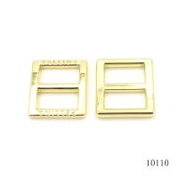 China Gold Plated 16mm Inner Width Custom Metal Logo Buckle Metal Square Triglide Slide Buckle for Handbag Strap or Collar for sale