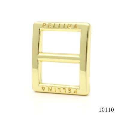 China Gold Plated 16mm Inner Width Custom Metal Logo Buckle Metal Square Triglide Slide Buckle for Handbag Strap or Collar for sale