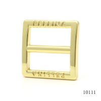 China Shiny Gold Logo Engraved Square Buckle Zinc Alloy Tri-Glide Slider Buckle For Handbag Hardware Accessories for sale