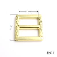 China Nickel Gold Plating Custom Logo Engraved Tri-glide Buckle  Zinc Alloy Adjuster Metal Buckle Ring For Handbag Pet Accessories for sale