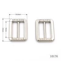 China Nickel Square Tri-glide Metal Buckle Custom Logo Engraved Zinc Alloy Adjuster Buckle Ring For Handbag for sale