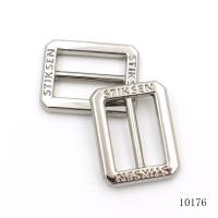 China Nickel Square Tri-glide Metal Buckle Custom Logo Engraved Zinc Alloy Adjuster Buckle Ring For Handbag for sale