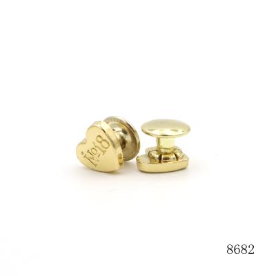 China Custom Logo Metal Rivet For Leather 10mm Gold Heart Shape Stud With Engraving for sale