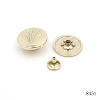 China 20mm Light Gold Zinc Alloy Metal Logo Rivet Studs With Cap, Die‑cast Custom Embossed Pattern Rivets For Bag Leather Craft for sale