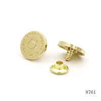 China 15mm  Gold Plating Logo Engraved Metal Rivet Double Cap Rivet  Zinc Alloy Rivet  For Leather Bag Hardware Accessories for sale