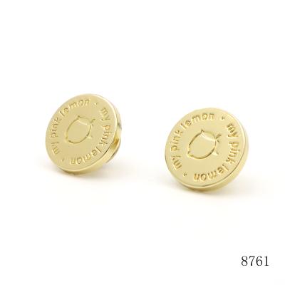 China 15mm  Gold Plating Logo Engraved Metal Rivet Double Cap Rivet  Zinc Alloy Rivet  For Leather Bag Hardware Accessories for sale