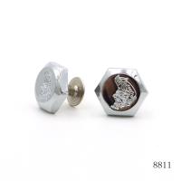 China Custom Leather Screw Rivet Hexagon Casting Logo Chrome Plated Metal Studs for sale