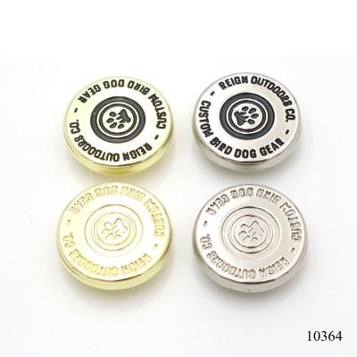 China 10mm Nickel Gold Logo Engraved Zinc Alloy Rivet Metal Logo Rivets For Leather Bag Dog Collars for sale