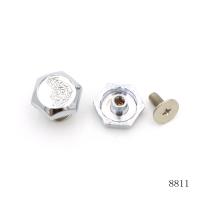 China Custom Leather Screw Rivet Hexagon Casting Logo Chrome Plated Metal Studs for sale