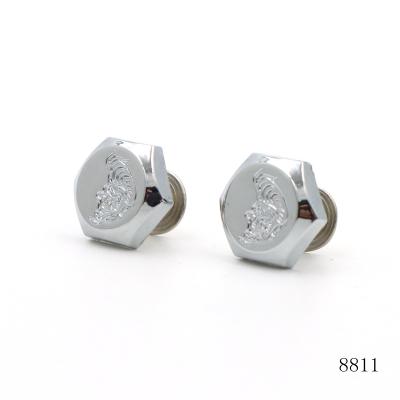 China Custom Leather Screw Rivet Hexagon Casting Logo Chrome Plated Metal Studs for sale