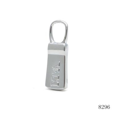 China Custom Metal Zipper Pull with Embossed Logo for Bags | Zinc Alloy Hardware for sale