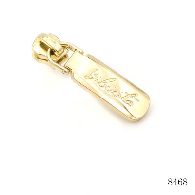 China Custom shaped Logo Engraved Gold Plated  Metal Zip Puller Tag For Handbags Hardware Accessories for sale
